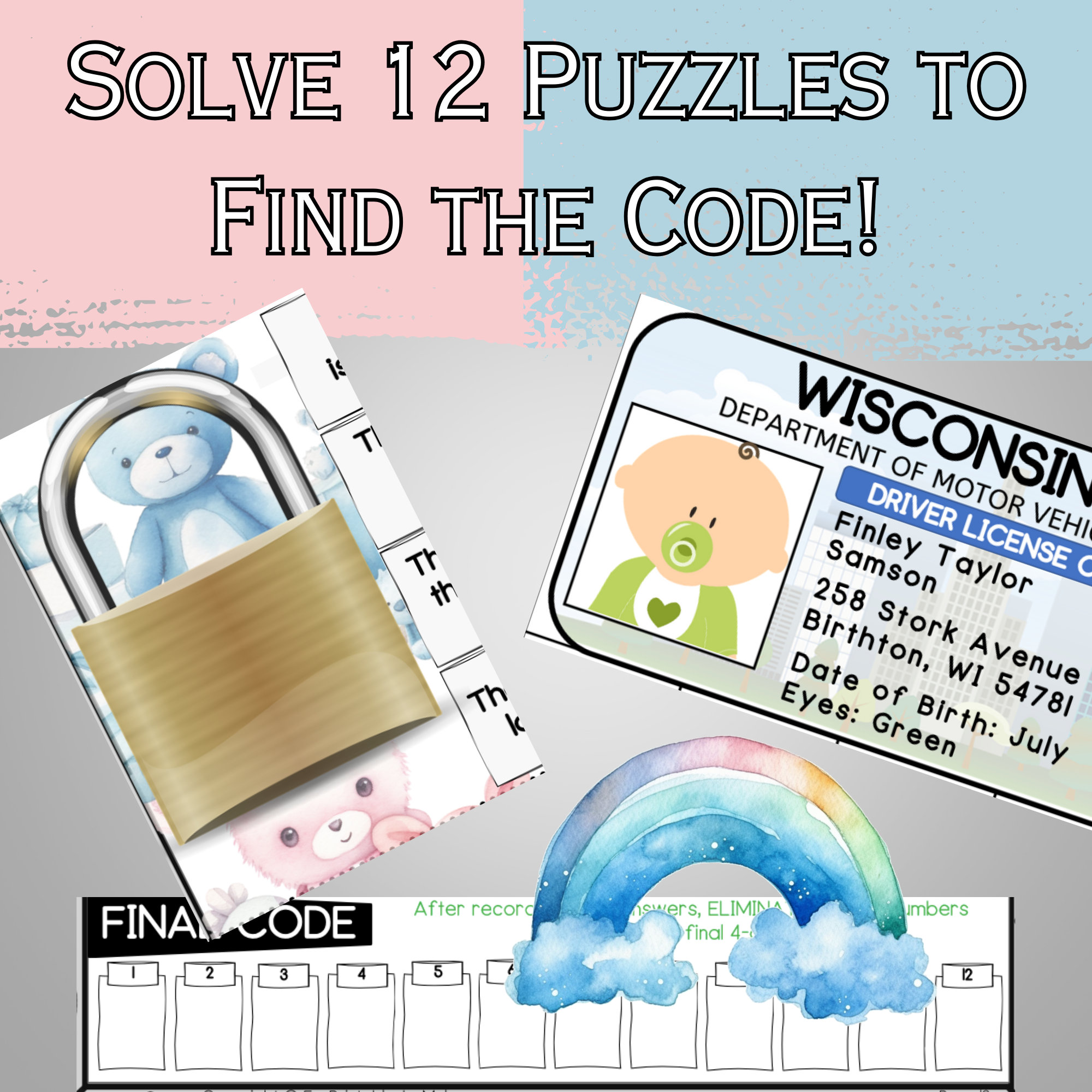 Gender Reveal Escape Room Printable Escape Room for Kids Gender Reveal ...