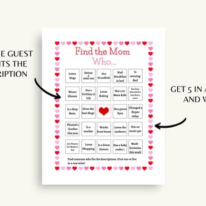 Find the Guest Bingo| Find the Mom Who Bingo| Mother's Day Bingo ...