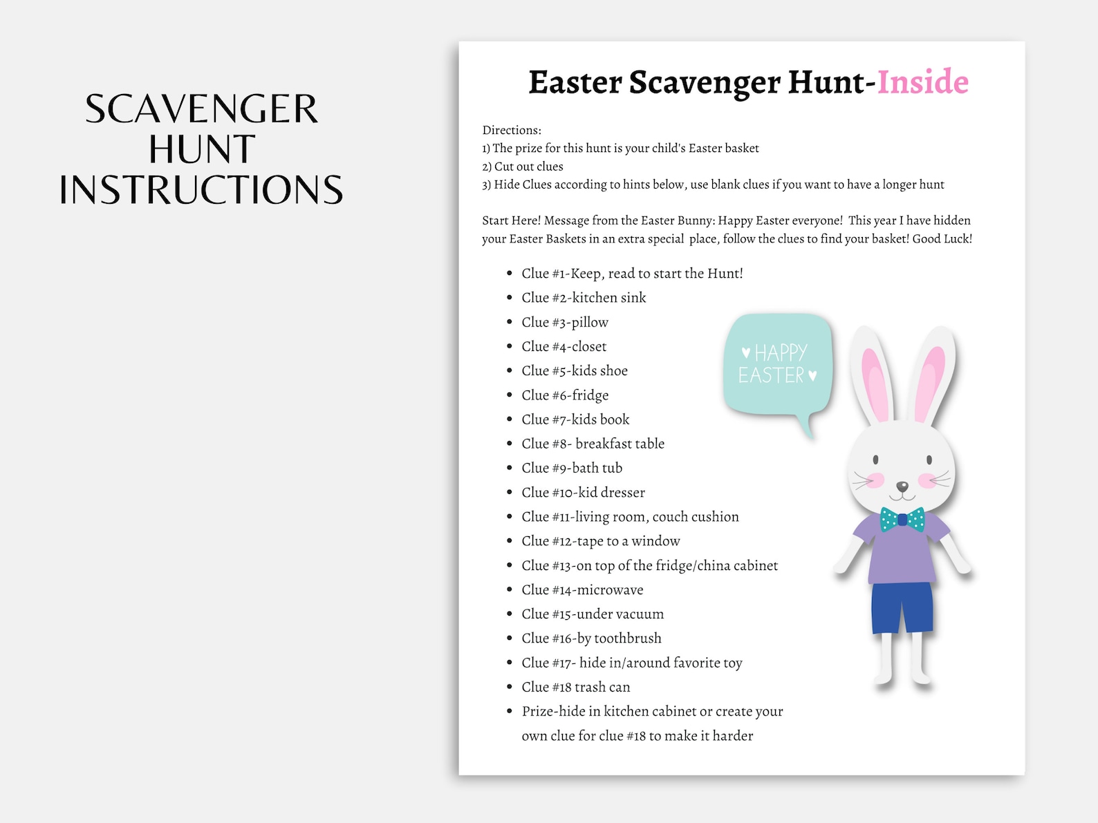 Easter Scavenger Hunt| Inside Easter Scavenger Hunt for Kids| Fun ...