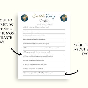 Earth Day Activities| Earth Day Trivia Game| Earth Day Trivia Printable ...