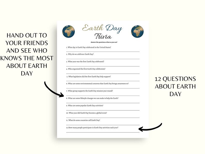 Earth Day Activities| Earth Day Trivia Game| Earth Day Trivia Printable ...