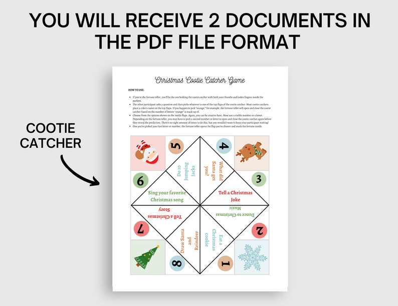 Printable Christmas Cootie Catcher Fortune Teller Activity - Etsy
