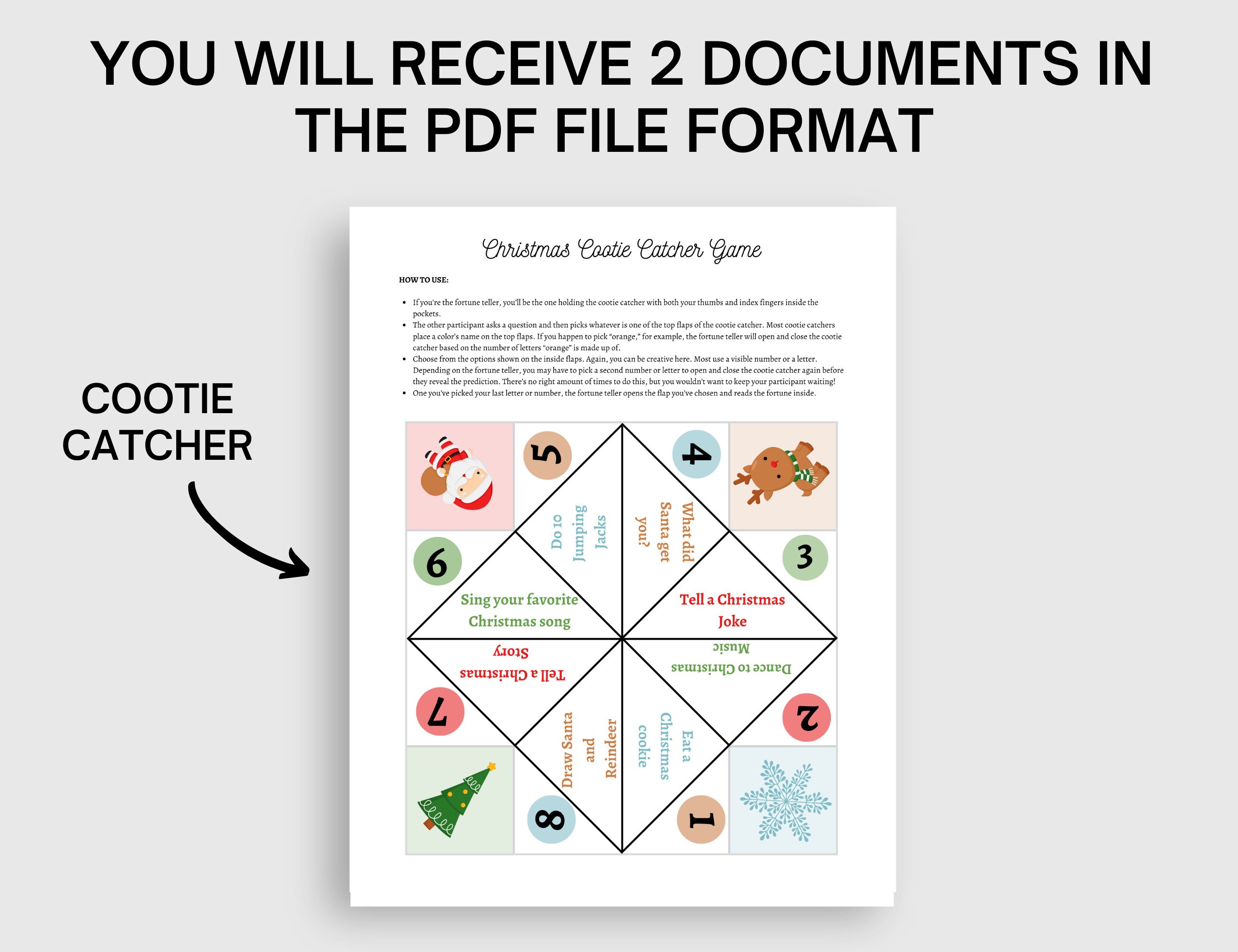 Printable Christmas Cootie Catcher Fortune Teller Activity - Etsy