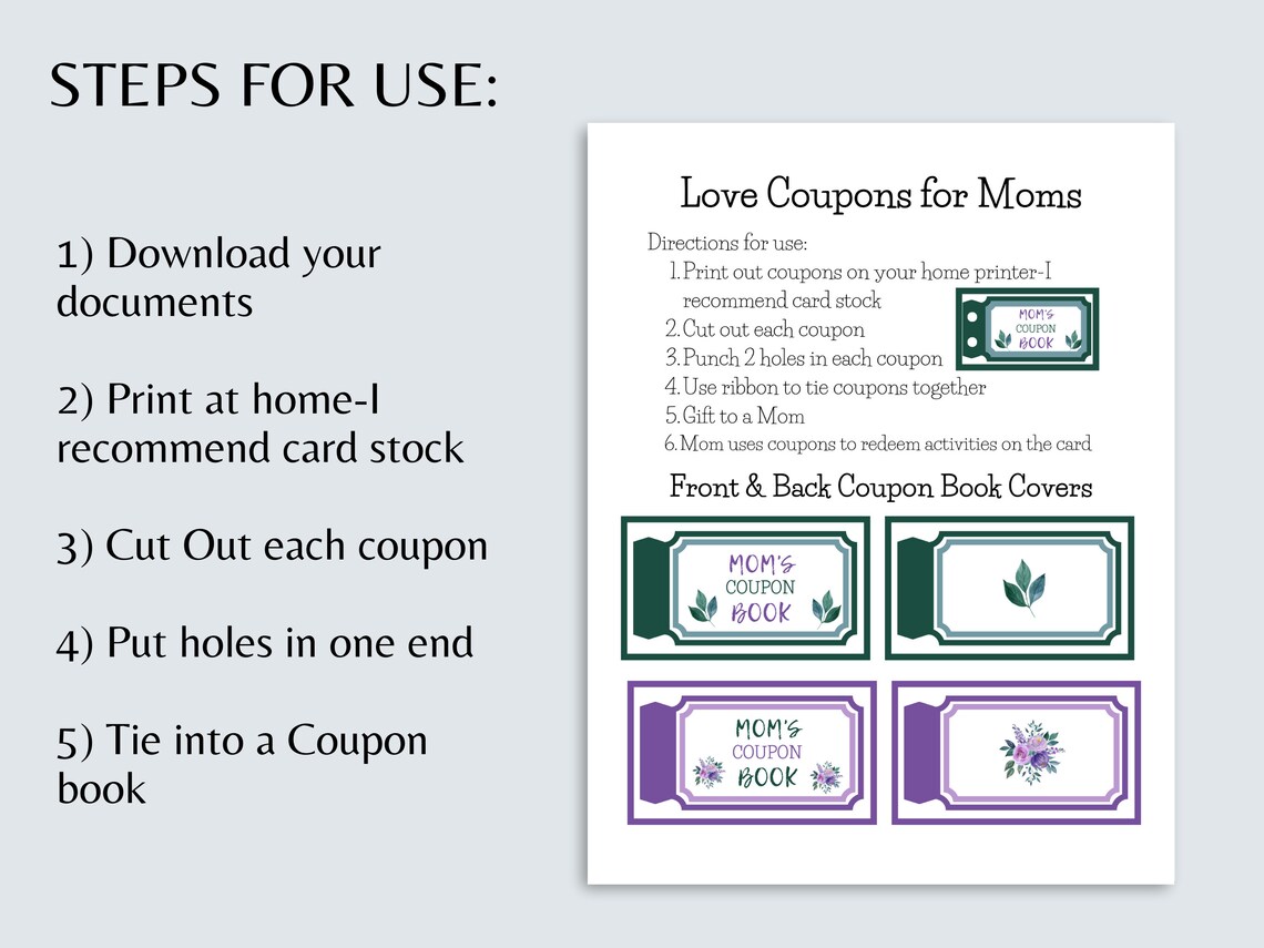 Love Coupons for Moms Printable Mom Love Coupons Love Coupons for Her ...