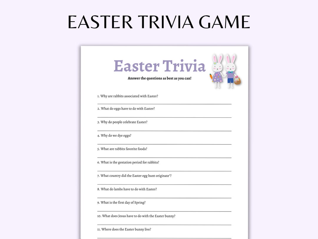 Easter Trivia Game Printable| Fun Easter Activity for the Whole Family ...