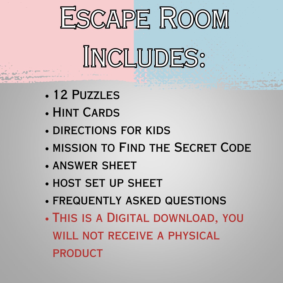 Gender Reveal Escape Room Printable Escape Room for Kids Gender Reveal ...