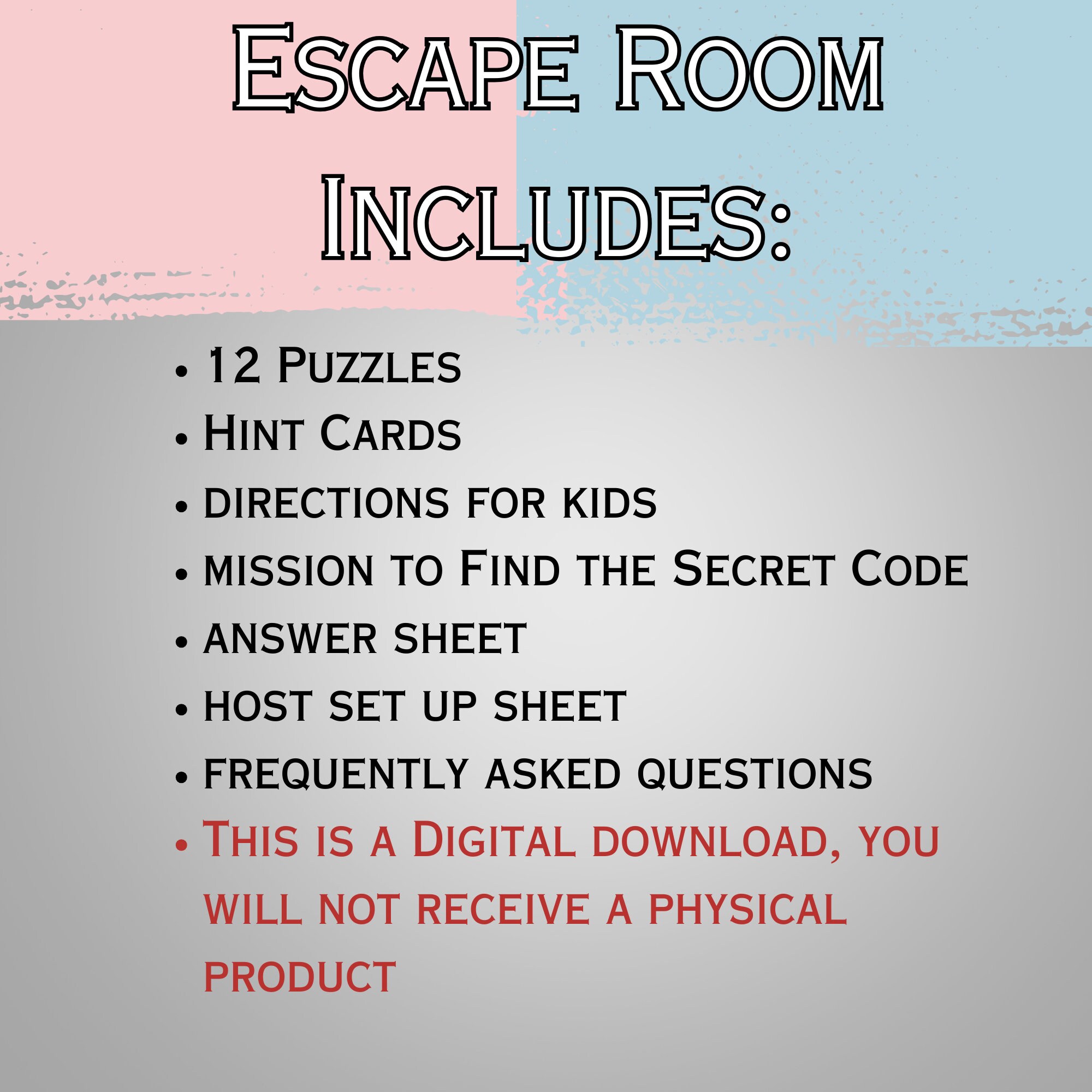 Gender Reveal Escape Room Printable Escape Room for Kids Gender Reveal ...