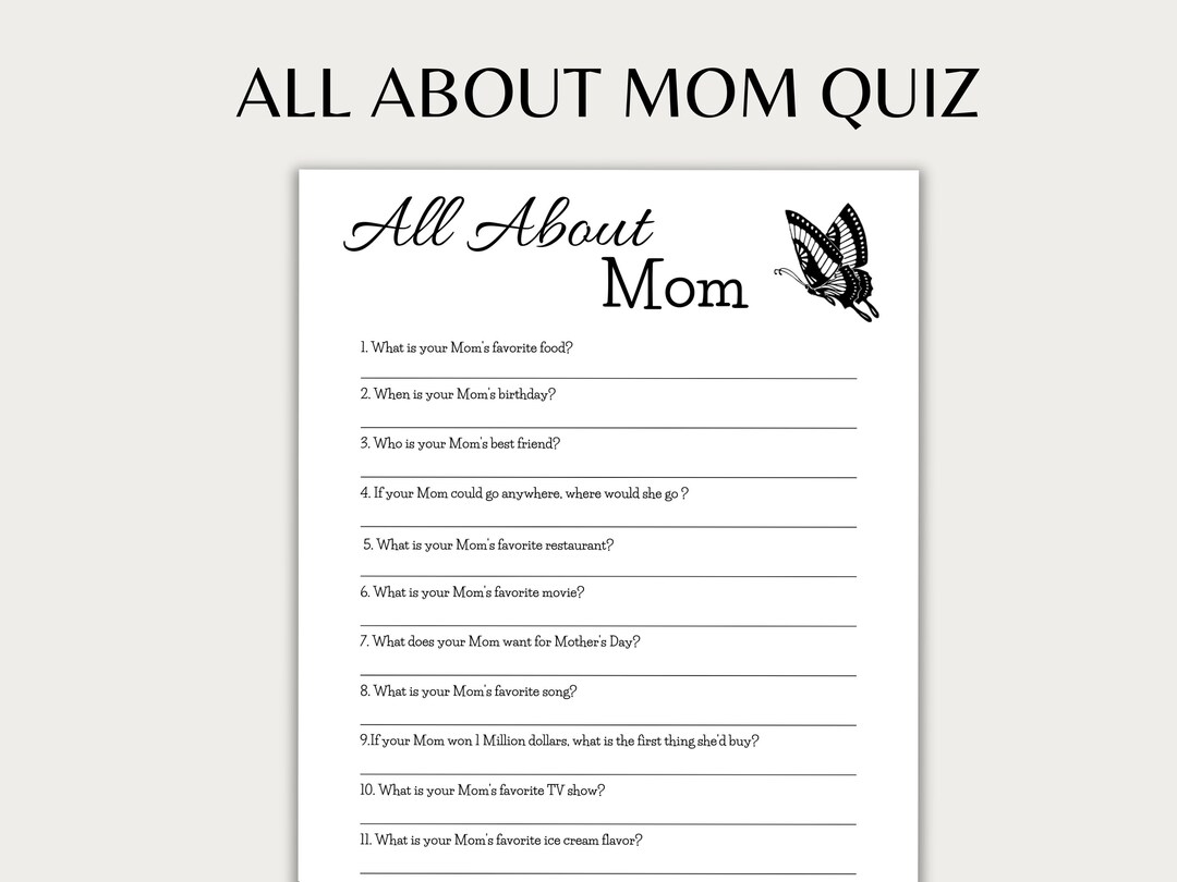 Mother's Day Trivia| All About Mom Quiz| Mother's Day Game for Families ...