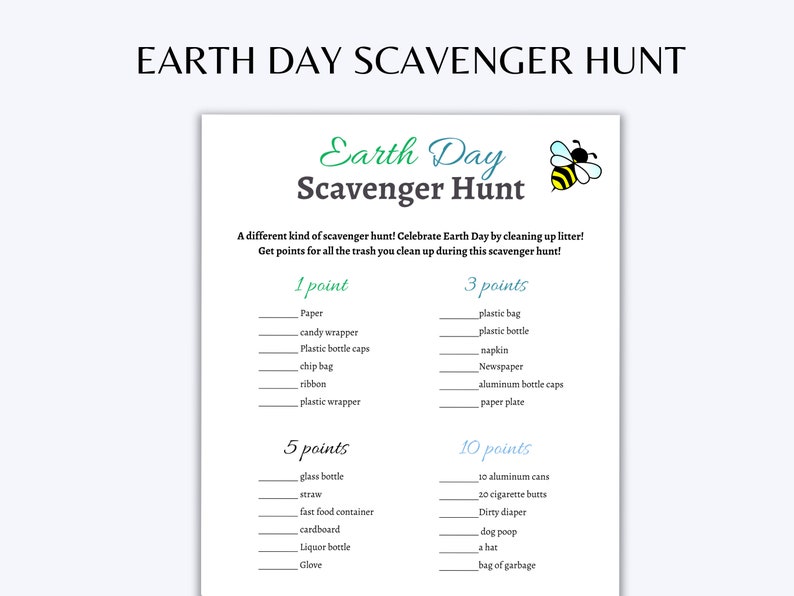 Earth Day Activities| Earth Day Printable| Earth Day Scavenger Hunt ...