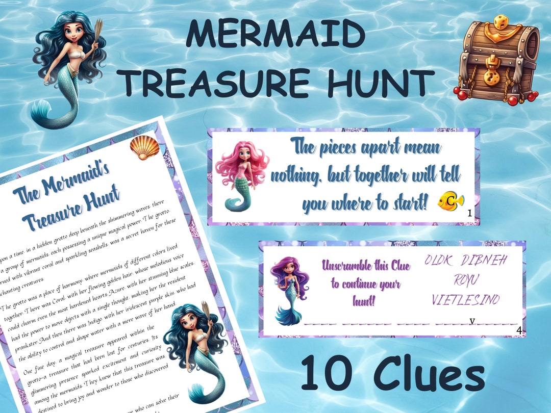 Mermaid Treasure Hunt Printable Game | Perfect for Girls' Birthday ...
