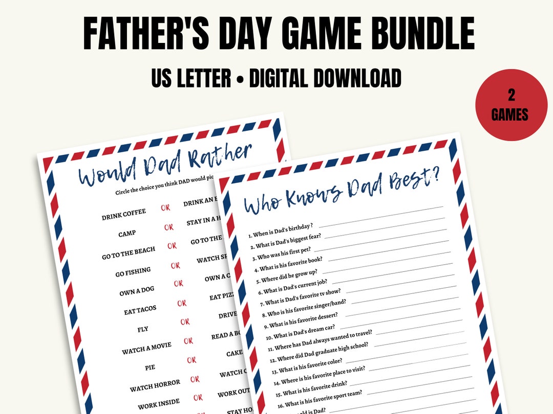 Father's Day Game Bundle| Would Dad Rather| All About Dad Game ...