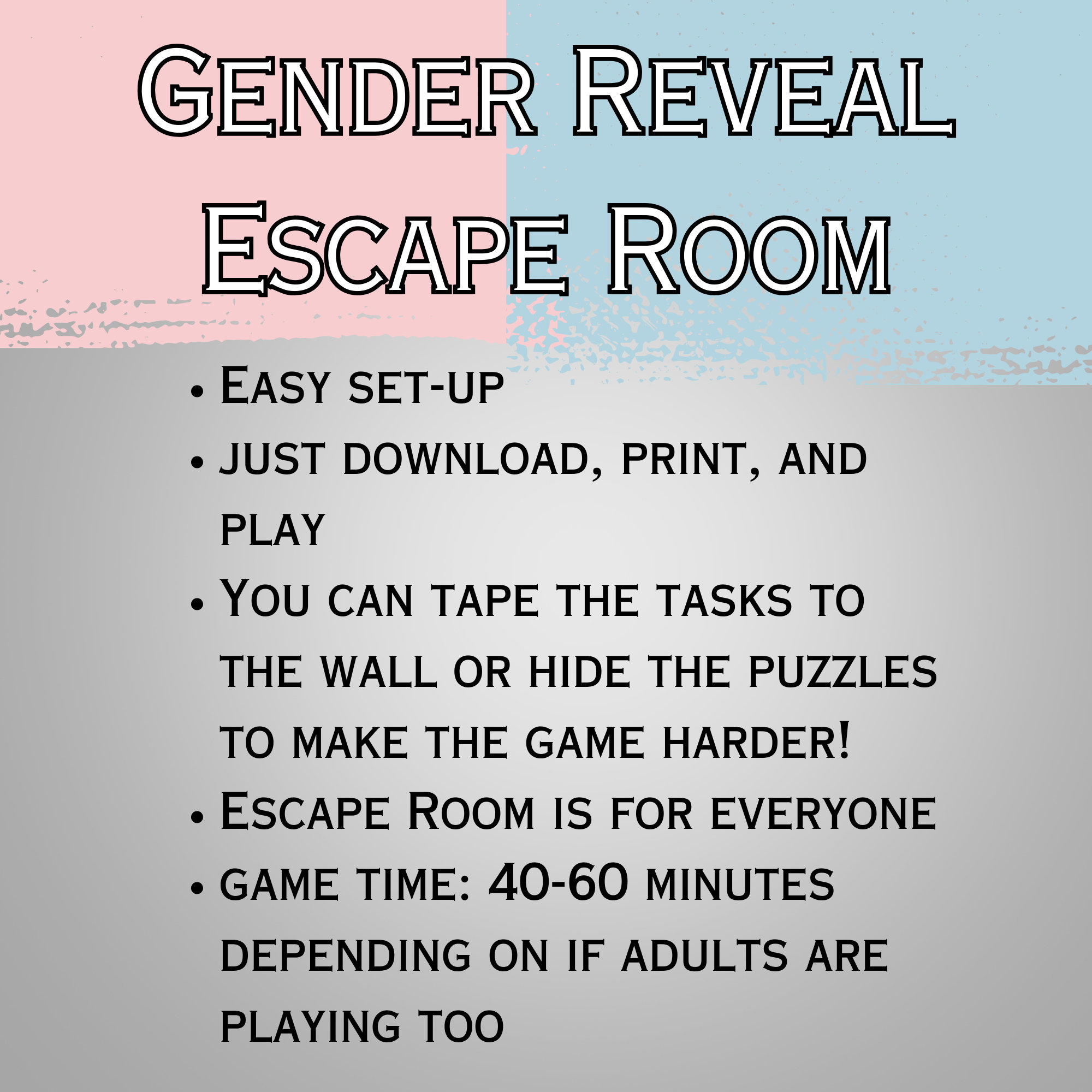 Gender Reveal Escape Room| Printable Escape Room for Kids| Gender ...