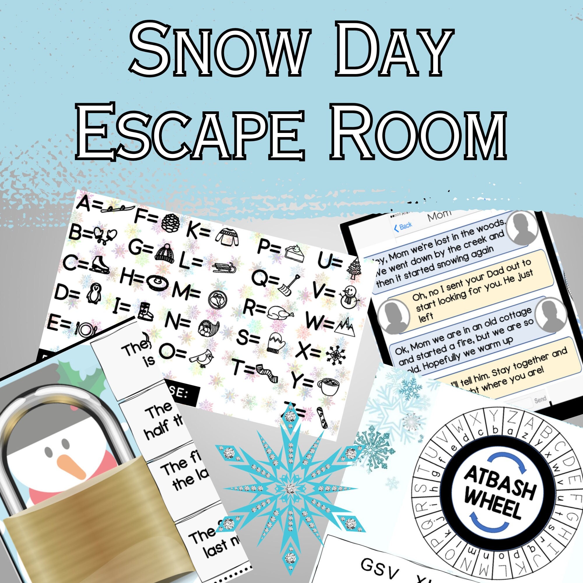 Snow Day Escape Room for Kids| Escape Room PDF| Escape Room Kit| Snow ...