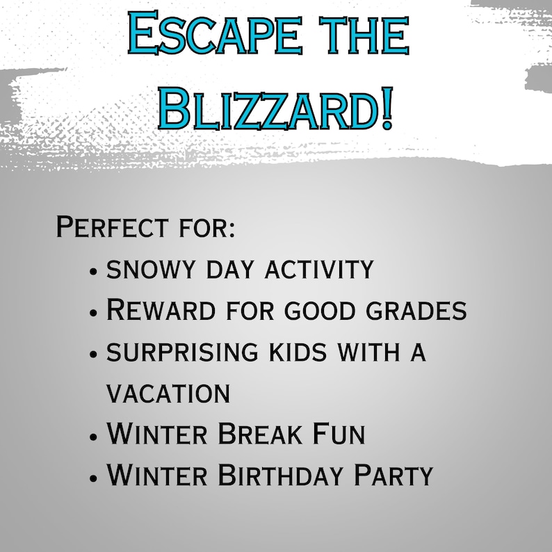 Escape the Blizzard Escape Room| Escape Room PDF| Escape Room Kit ...