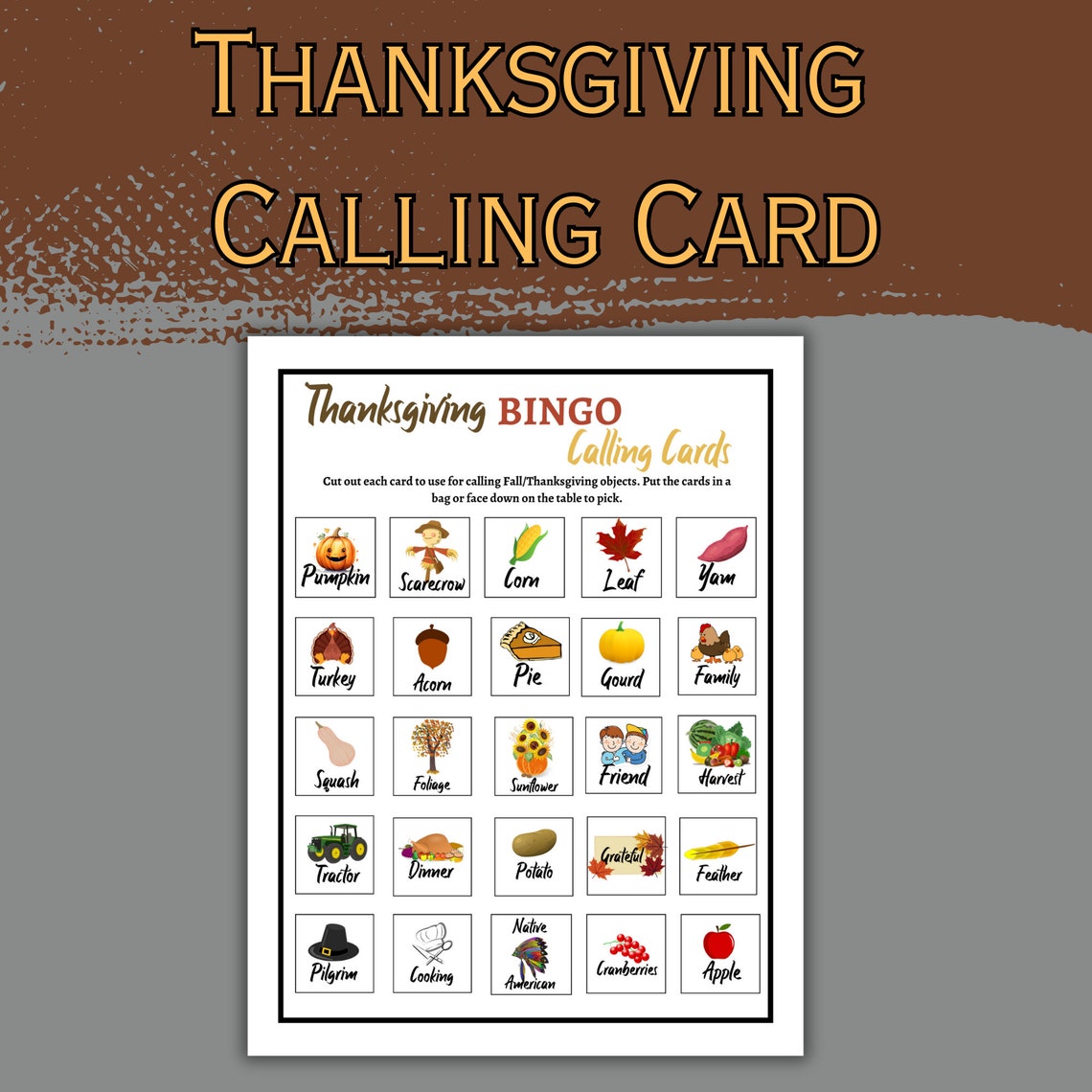 Thanksgiving Bingo Fall Bingo Printable Thanksgiving Games - Etsy