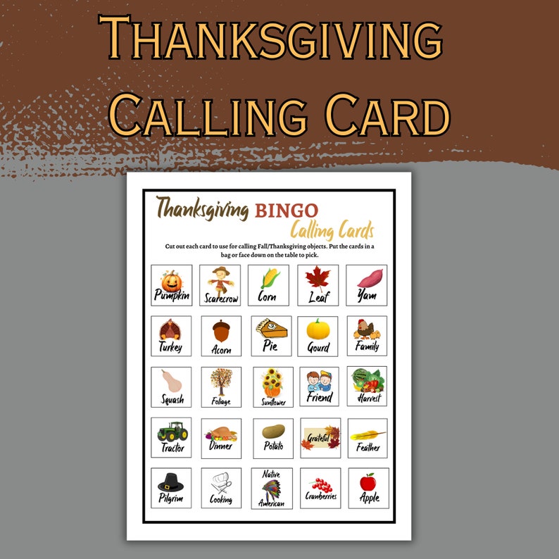 Thanksgiving Bingo Fall Bingo Printable Thanksgiving Games for Adults ...