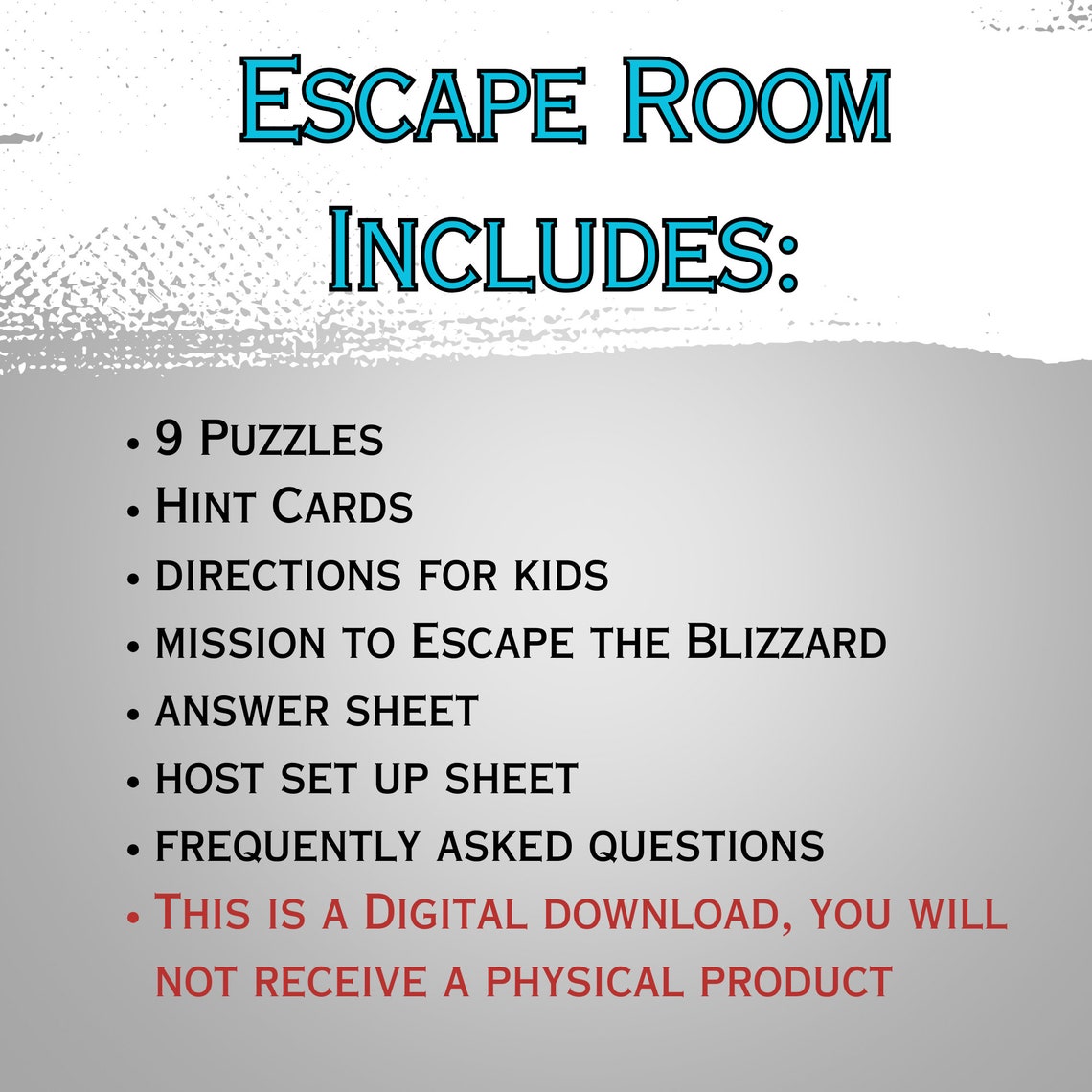 Escape the Blizzard Escape Room| Escape Room PDF| Escape Room Kit ...