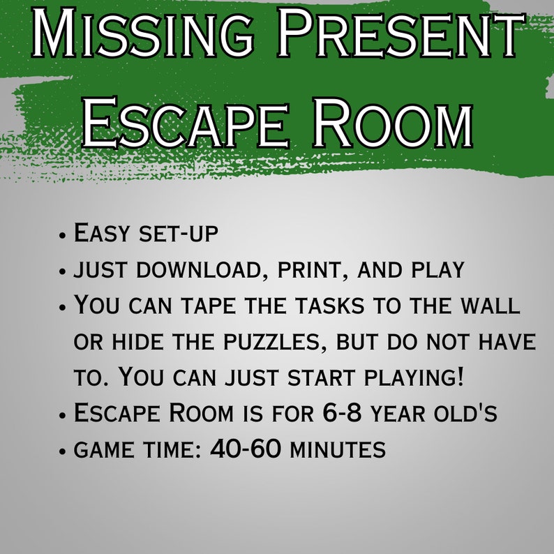 Christmas Escape Room Kids| Christmas Escape Room Kit| Printable Escape ...