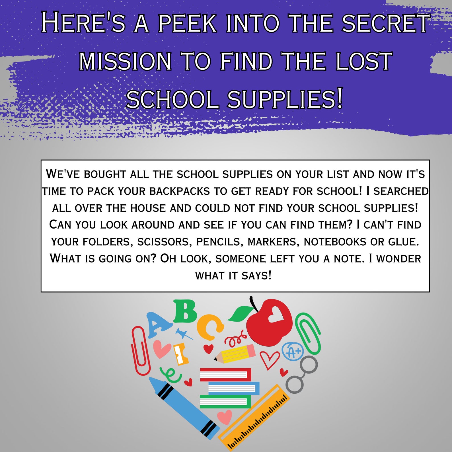 Back to School Scavenger Hunt Treasure Hunt for Kids School Supply ...