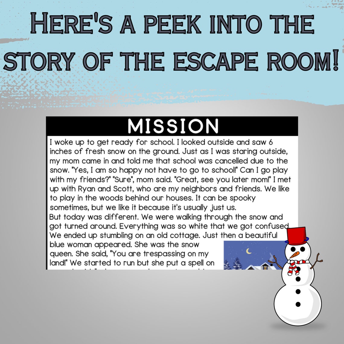 Snow Day Escape Room for Kids| Escape Room PDF| Escape Room Kit| Snow ...