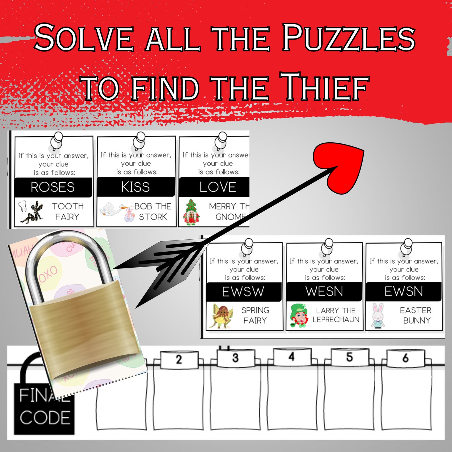 Valentine Mystery Escape Room for 6-8-year-olds | Valentine Escape Room ...