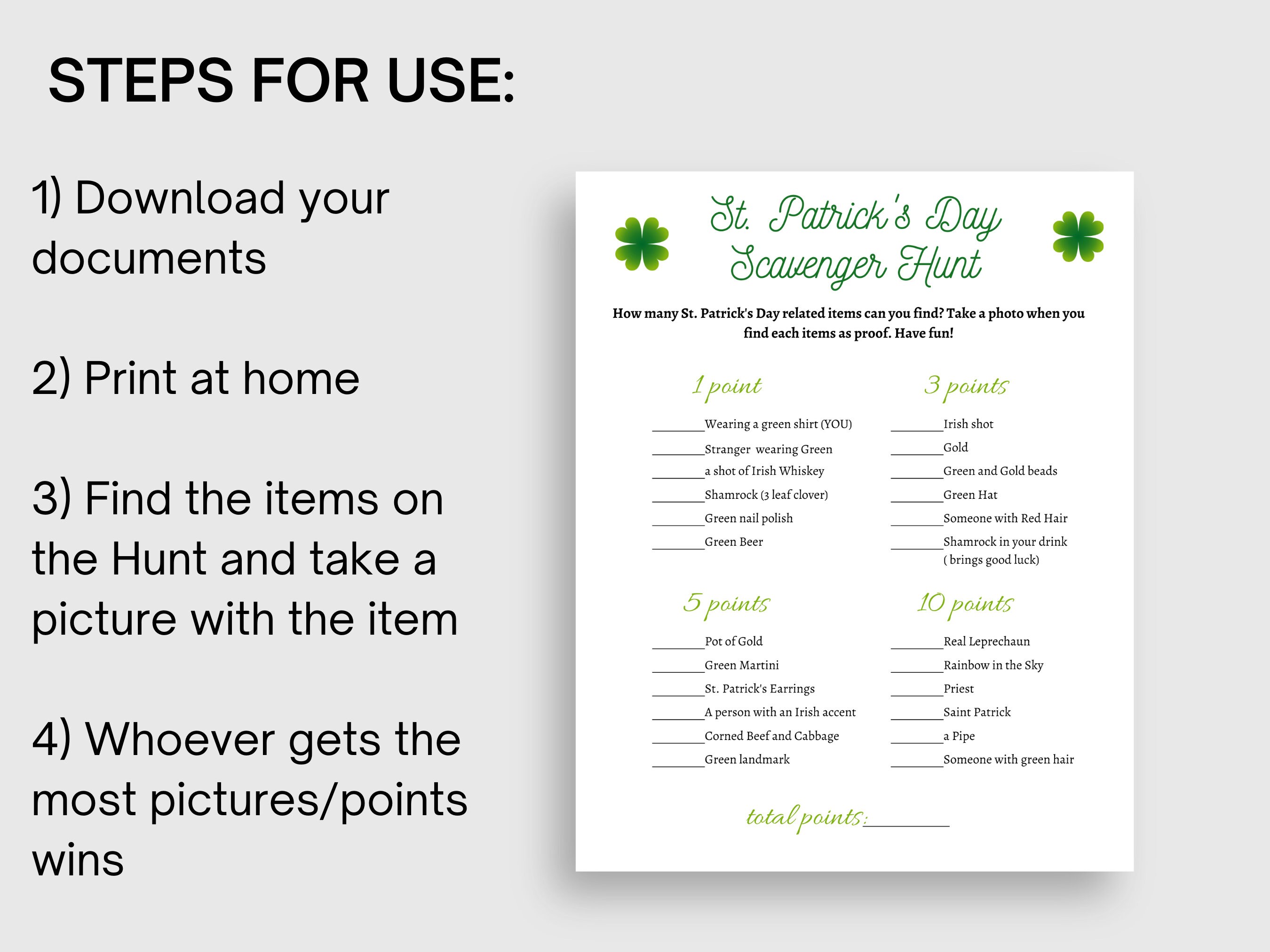 St Patricks Day Scavenger Hunt Bachelorette Party St Patricks Day ...