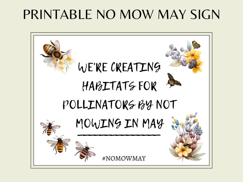 No Mow May Sign| Printable No Mow May Yard Sign| Save the Bees With No ...