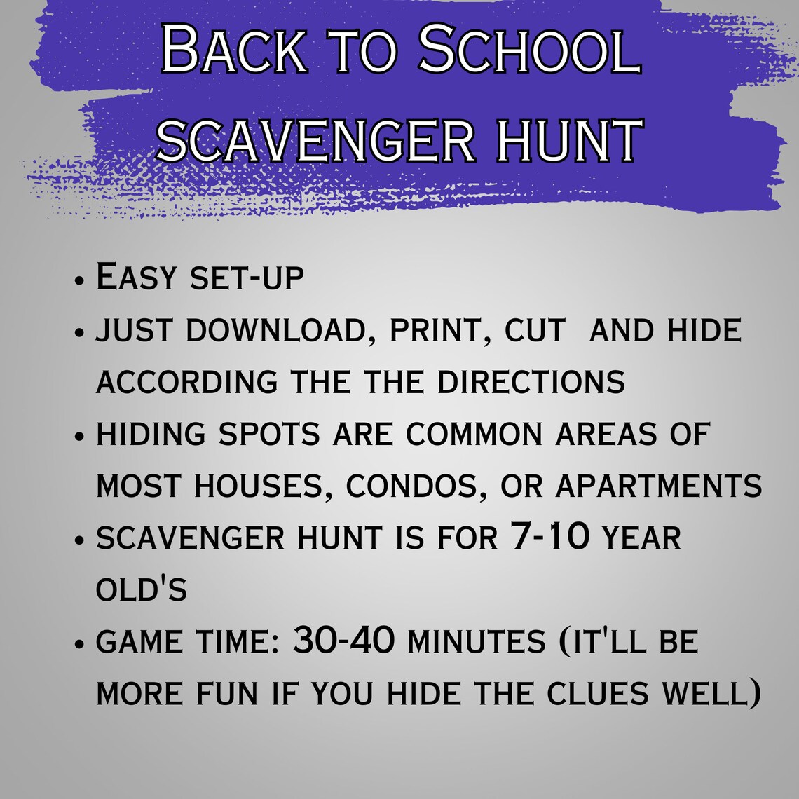 Back to School Scavenger Hunt Treasure Hunt for Kids School Supply ...