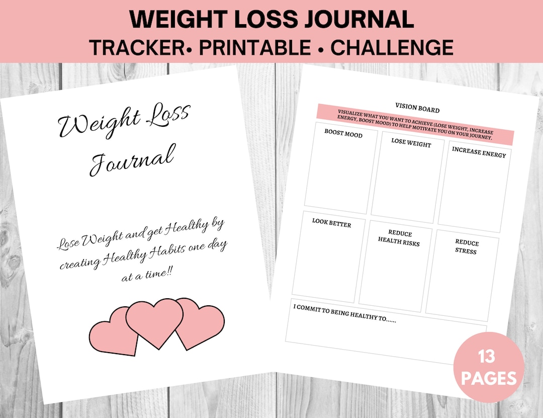 Weight Loss Journal Weight Loss Tracker 30 Day Challenges to Form ...
