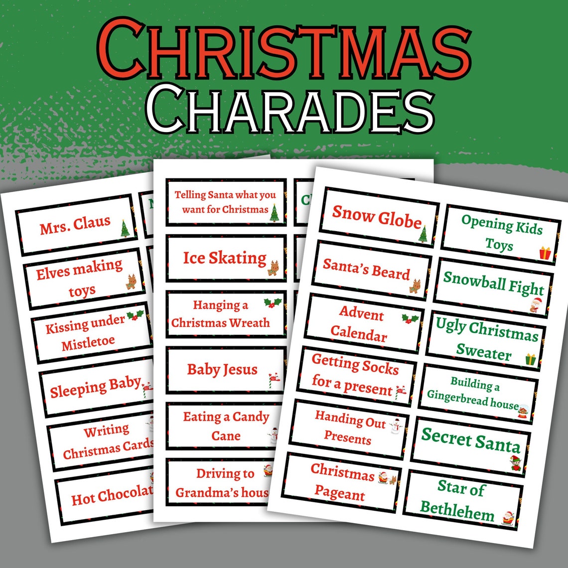 Christmas Charades| Christmas Charades for Families| Christmas Act It ...