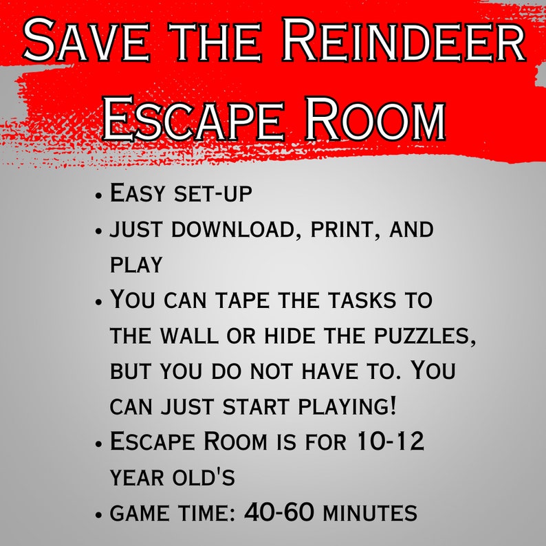 Christmas Escape Room Kids Christmas Escape Room Kit Printable Escape ...