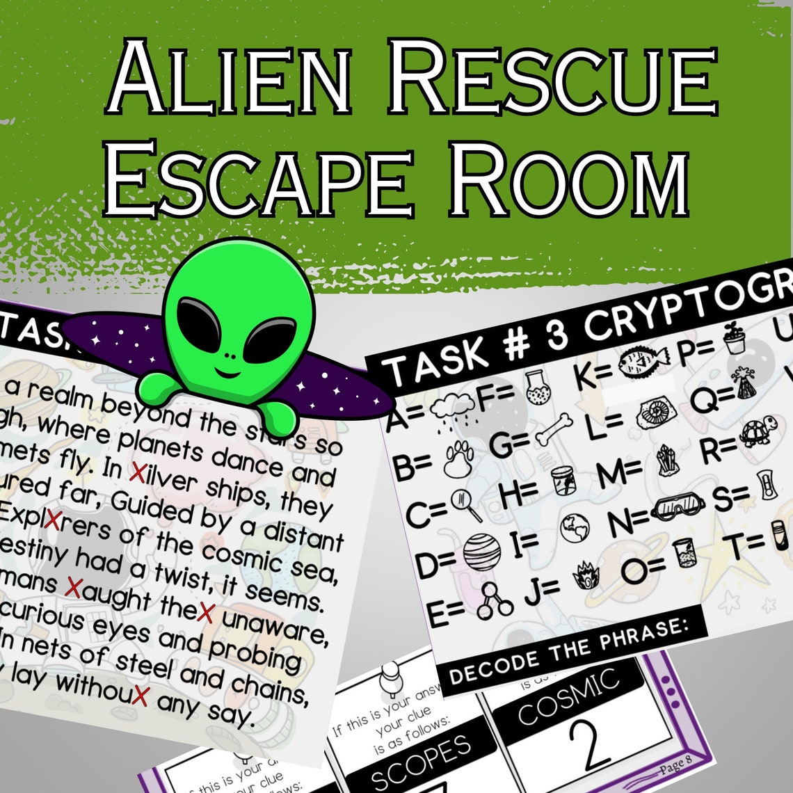 Alien Escape Room| Escape Room Kit Printable| Escape Room Kids| Secret ...