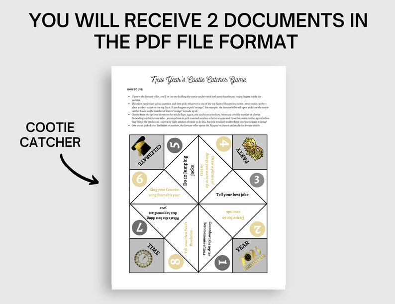 New Year's Eve Cootie Catcher Game | Printable Game for Kids| New Year ...