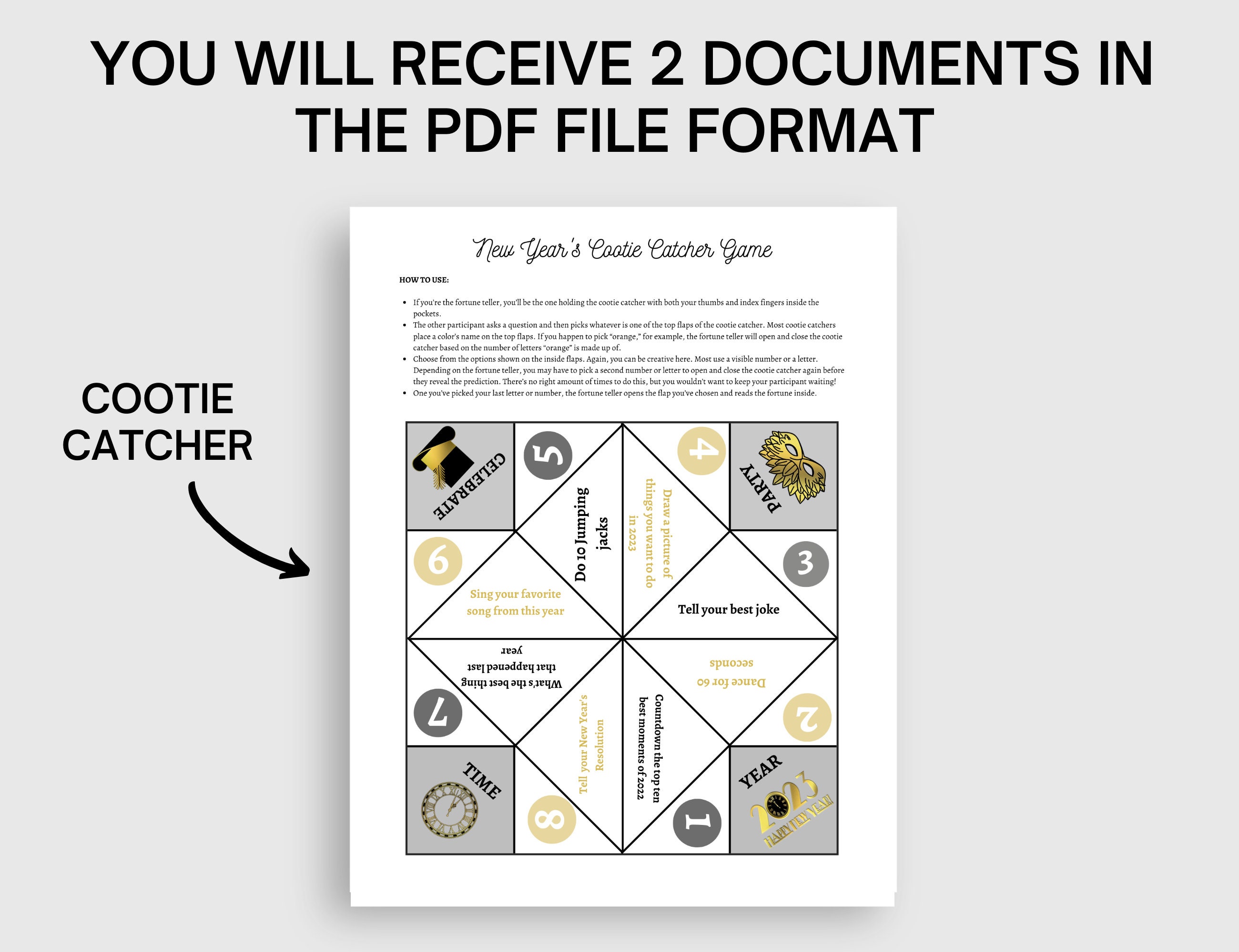 New Year's Eve Cootie Catcher Game | Printable Game for Kids| New Year ...