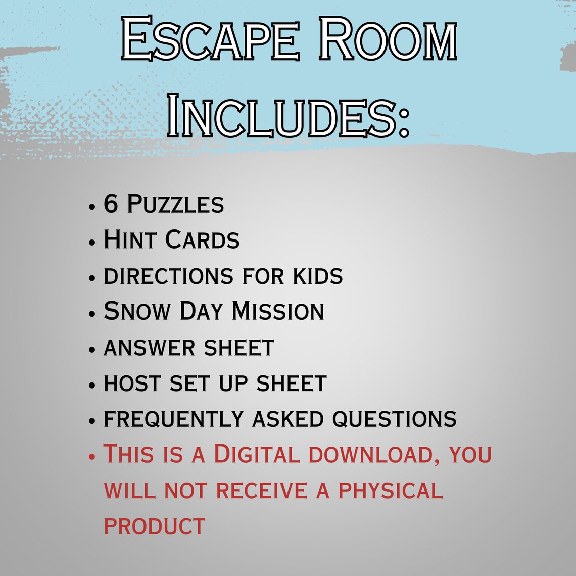 Snow Day Escape Room for Kids| Escape Room PDF| Escape Room Kit| Snow ...