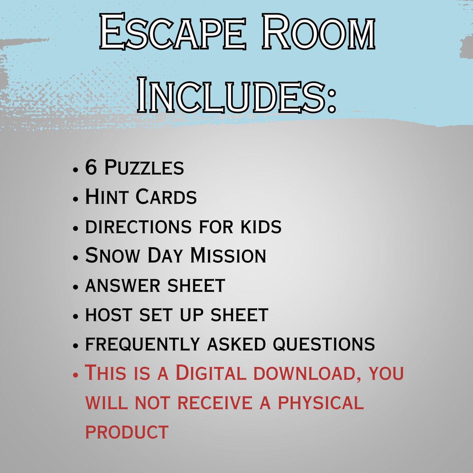 Snow Day Escape Room for Kids| Escape Room PDF| Escape Room Kit| Snow ...