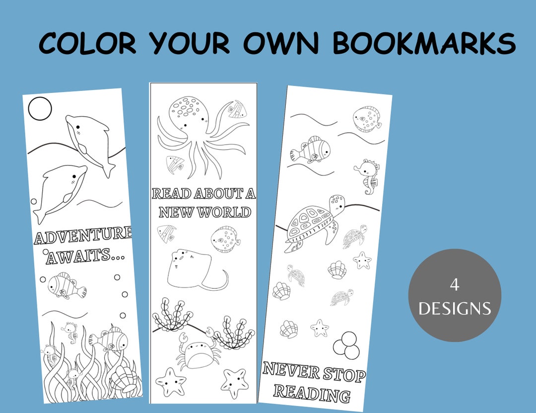 Color Your Own Bookmarks| Ocean Animal Bookmarks Printable| Cute Animal ...