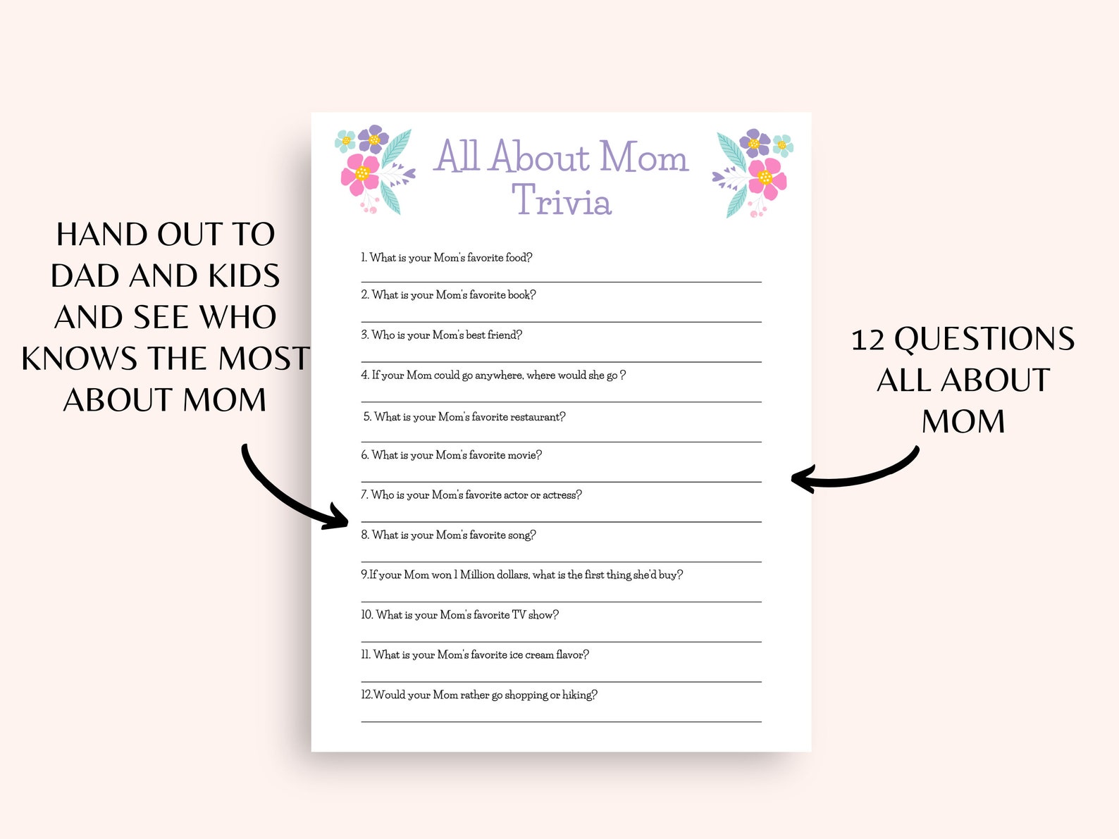 Mother's Day Trivia| All About Mom Quiz| Mother's Day Game for Families ...