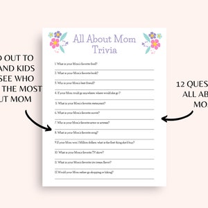 Mother's Day Trivia| All About Mom Quiz| Mother's Day Game for Families ...