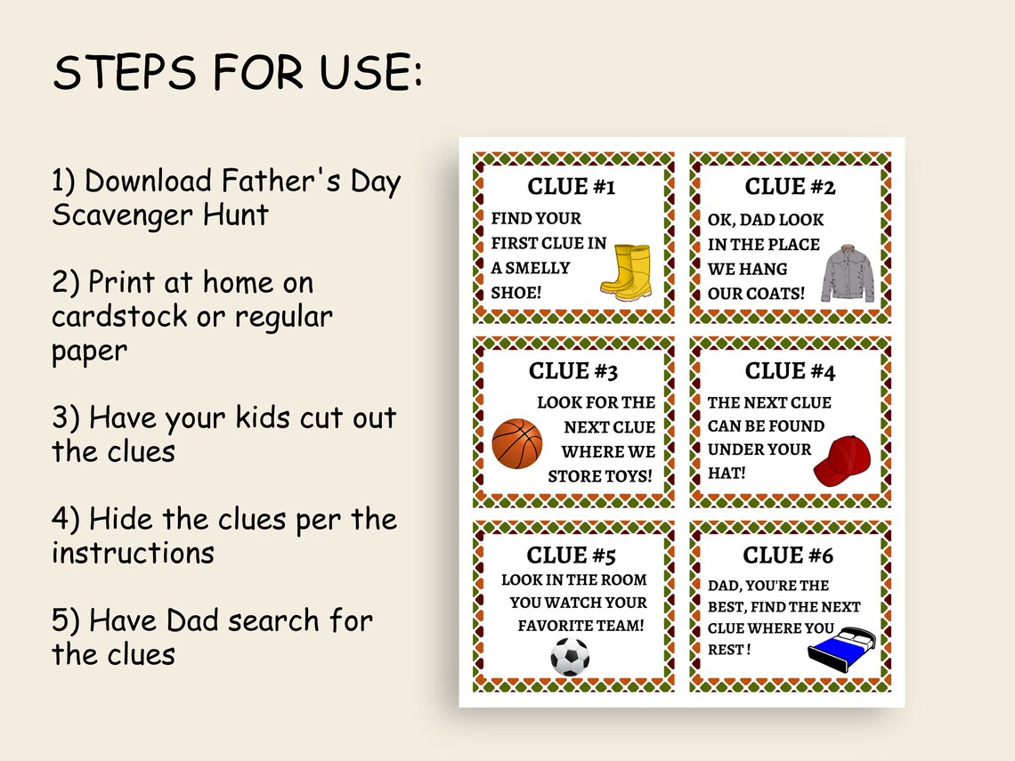 Father's Day Scavenger Hunt Father's Day Treasure Hunt Father's Day ...