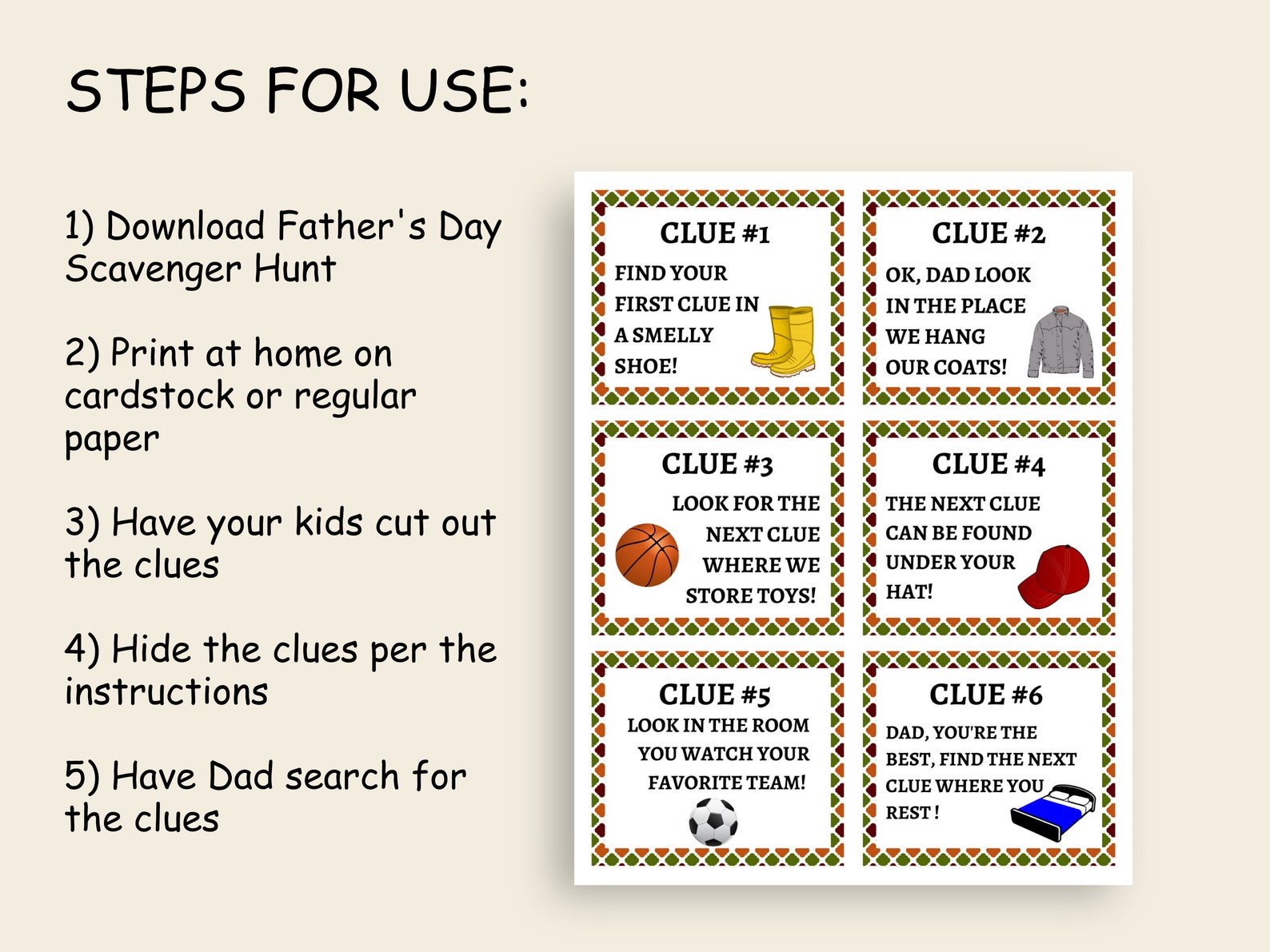 Father's Day Scavenger Hunt Father's Day Treasure Hunt Father's Day ...