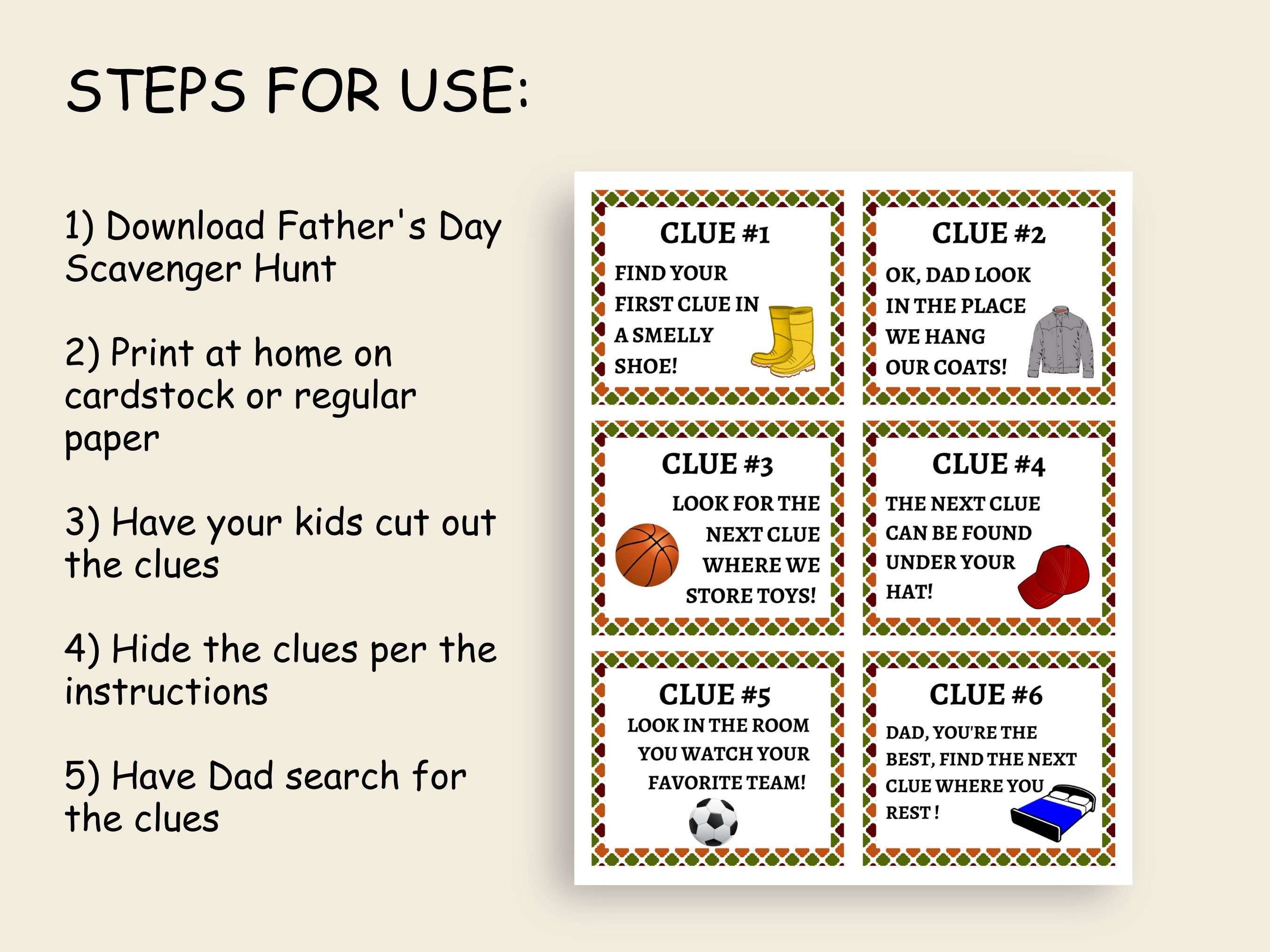 Father's Day Scavenger Hunt Father's Day Treasure Hunt Father's Day ...