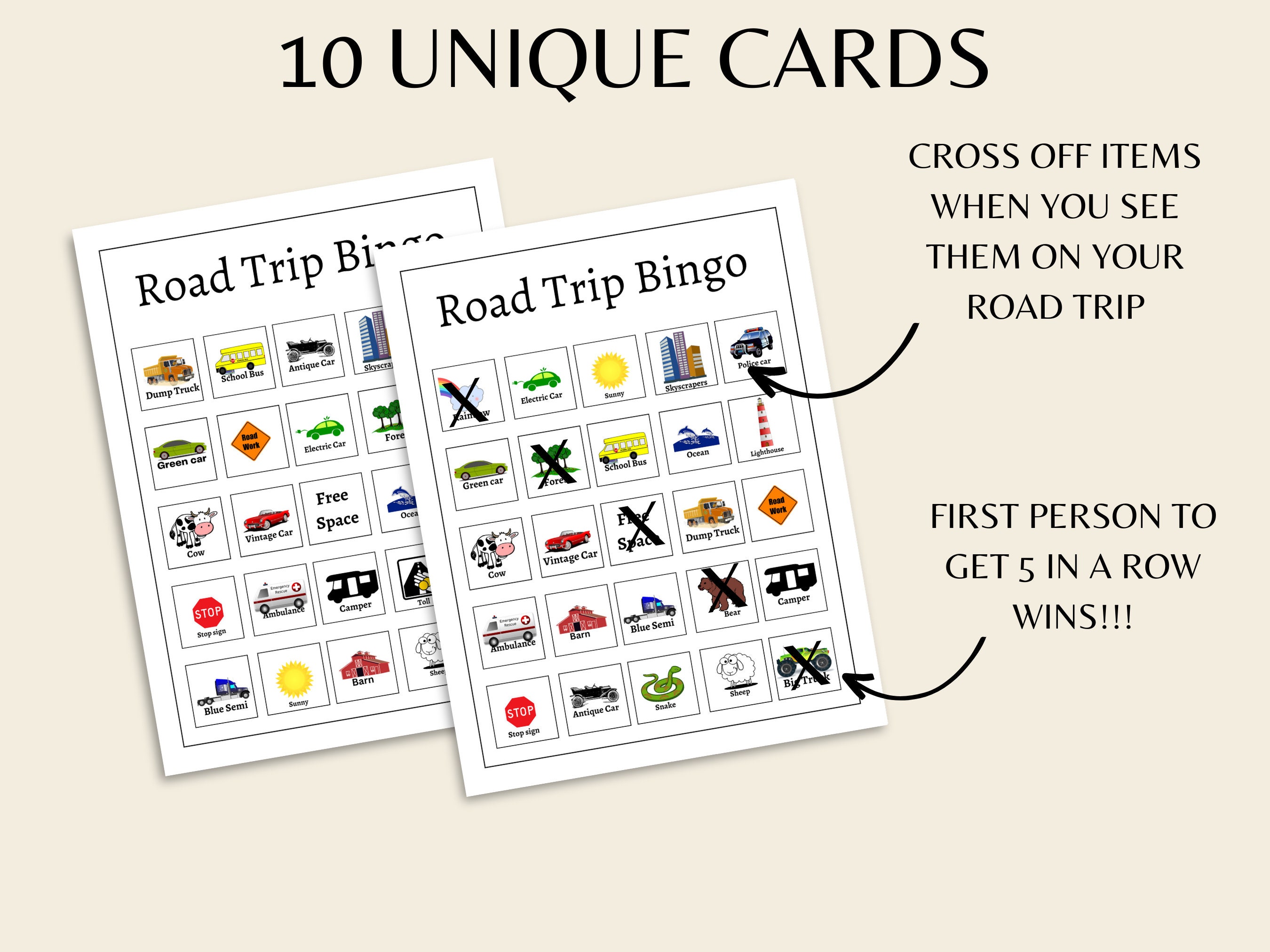 Road Trip Bingo| Road Trip Games| Road Trip Games Printable| Family ...
