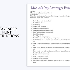 Mother's Day Scavenger Hunt| Mother's Day Game Printable| Mother's Day ...