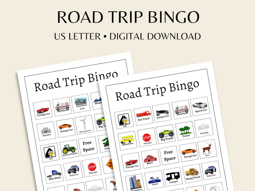 Road Trip Bingo| Road Trip Games| Road Trip Games Printable| Family ...