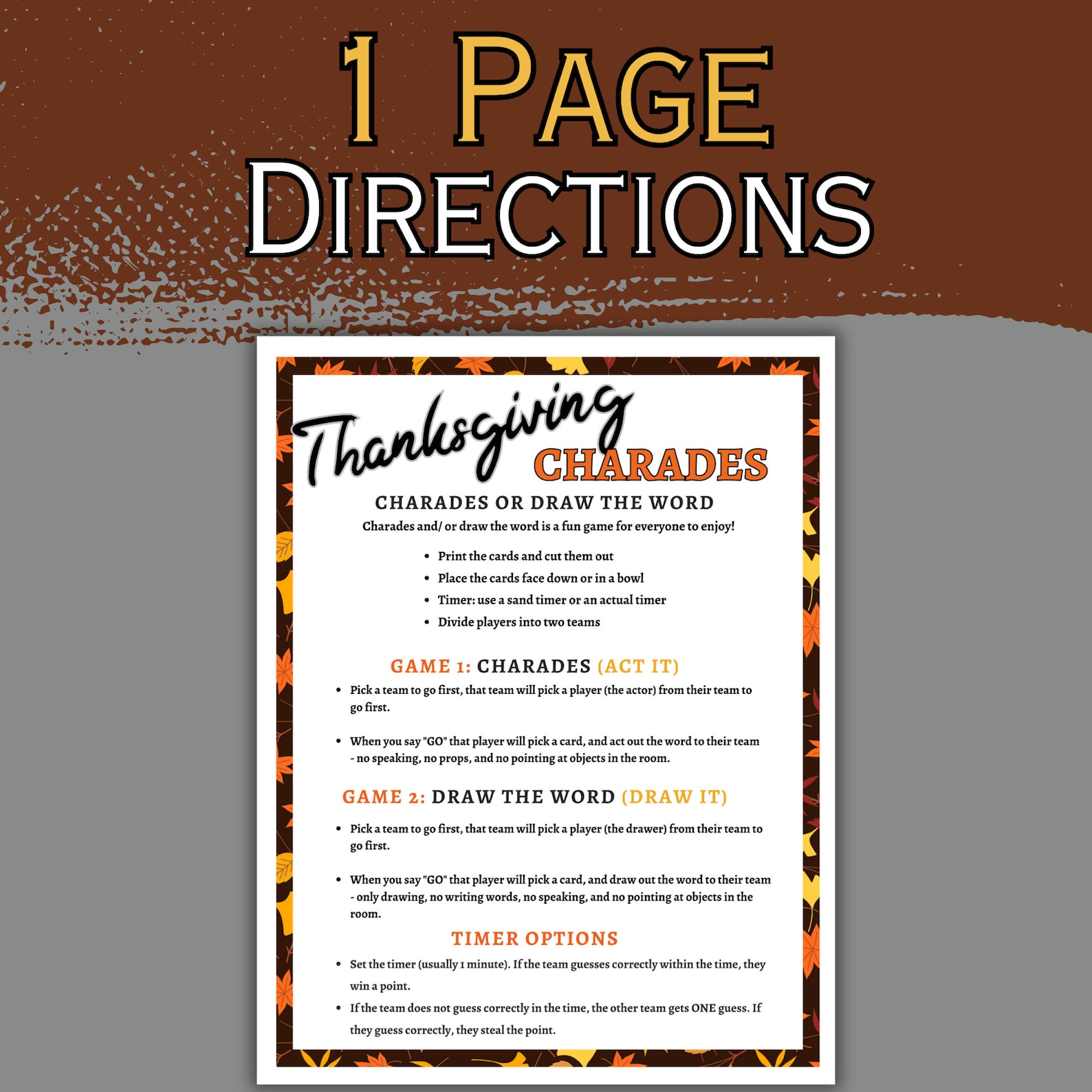 Thanksgiving Charades| Thanksgiving Charades for Families| Thanksgiving ...