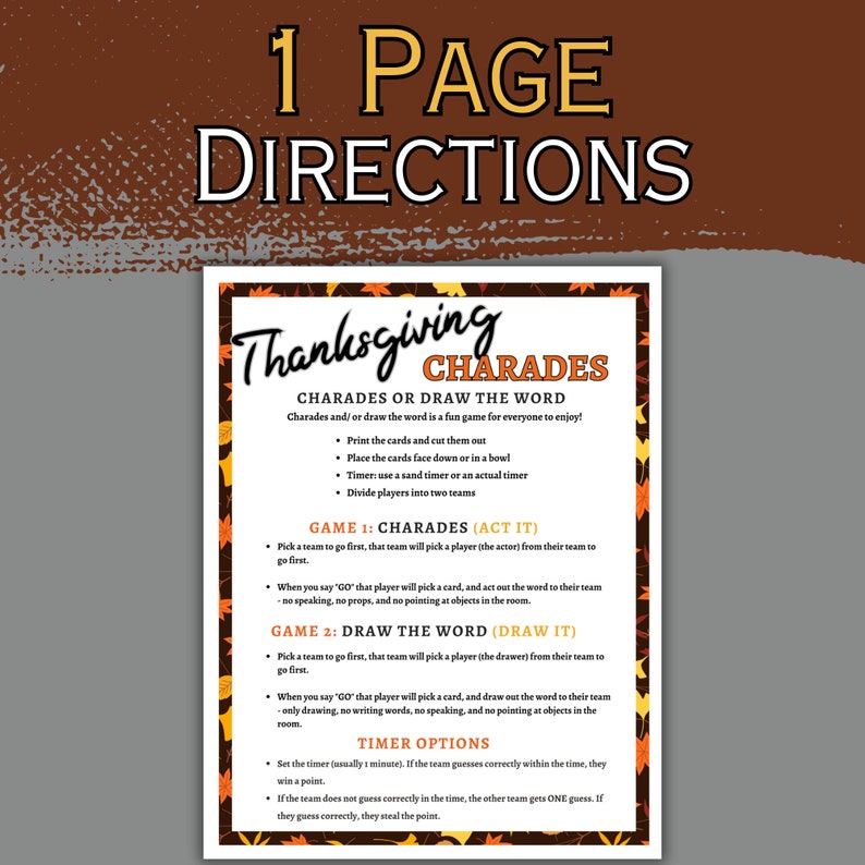 Thanksgiving Charades| Thanksgiving Charades for Families| Thanksgiving ...