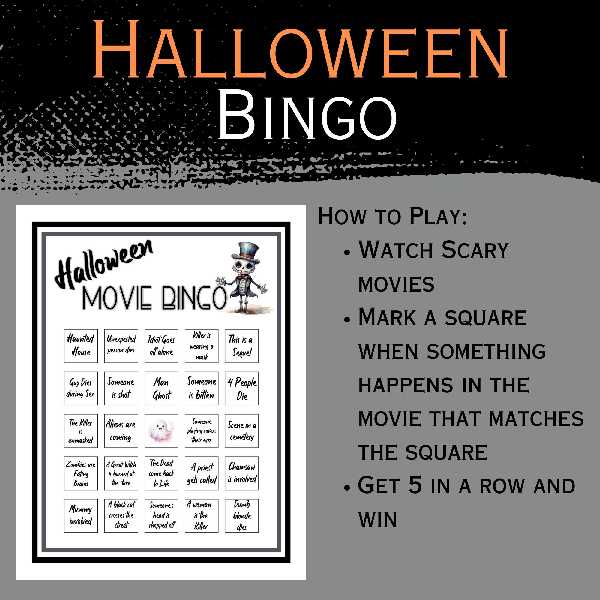 Halloween Bingo| Scary Movie Bingo| Halloween Bingo Printable ...