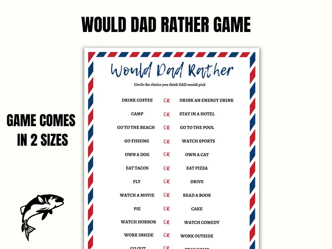 Would He Rather Game| Would Dad Rather Game| Father's Day Game ...