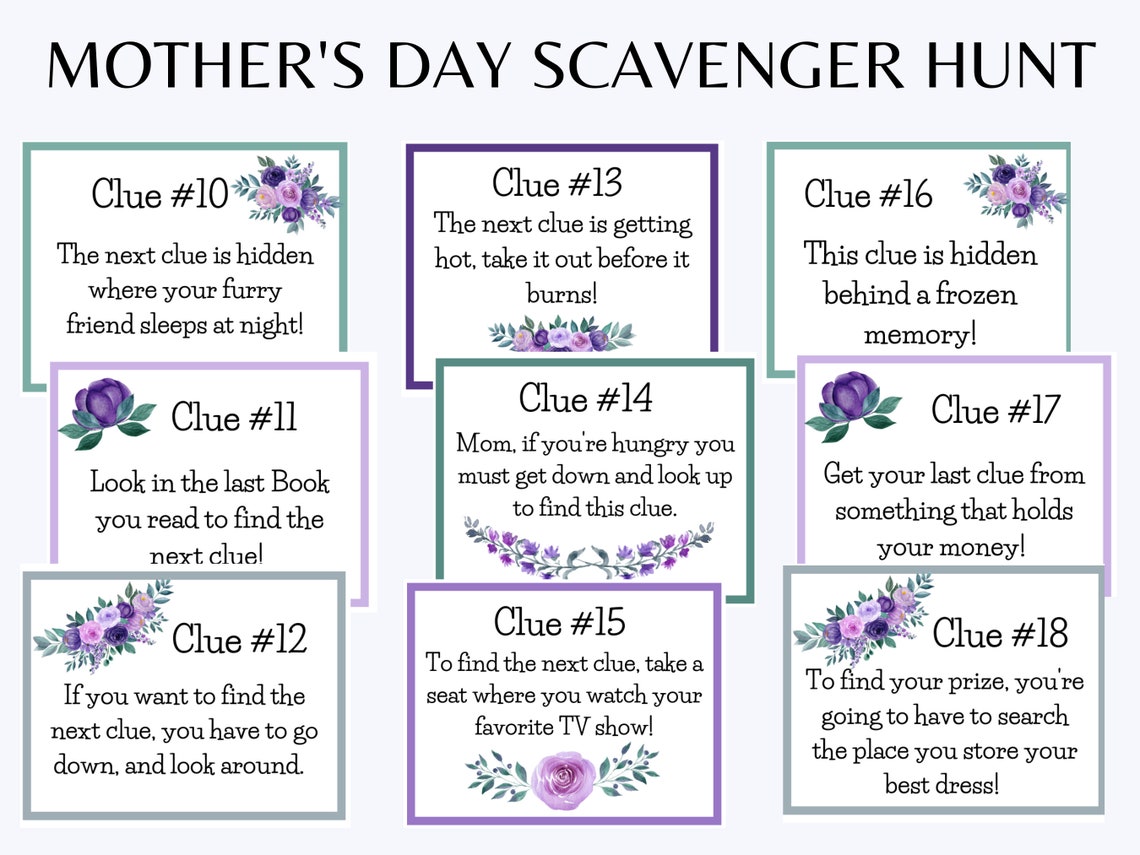 Mother's Day Scavenger Hunt Mother's Day Game Printable Mother's Day ...